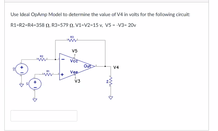 Solved Use Ideal OpAmp Model to determine the value of V4 in | Chegg.com