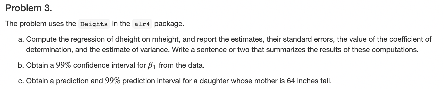Solved The problem uses the in the alr4 package. a. Compute | Chegg.com