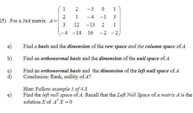 Solved 5) For a 3x4 matrix | Chegg.com