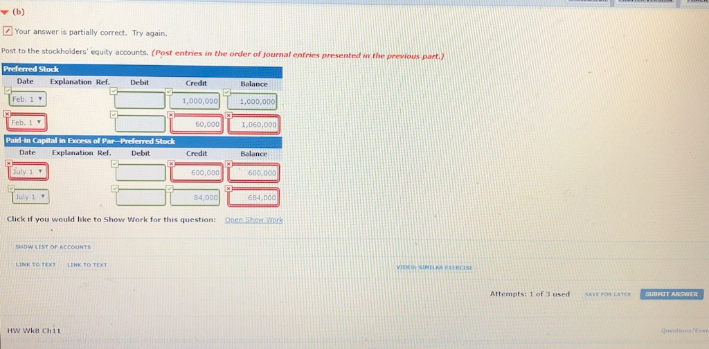 Solved xercise 11-10 (Part Level Submission) Tran | Chegg.com