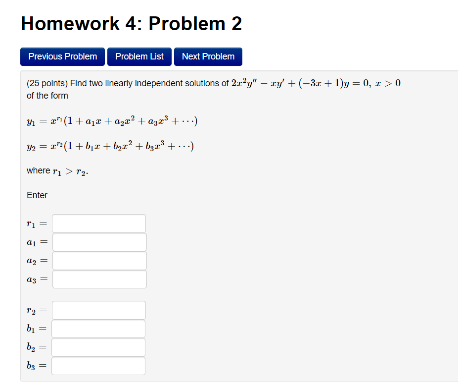 Solved Homework 4 Problem 2 Previous Problem Problem List
