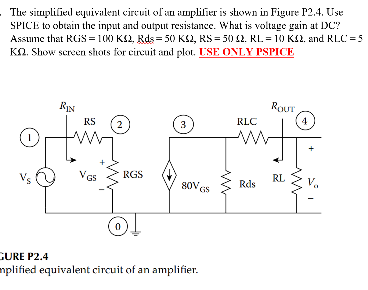 Solved · The simplified equivalent circuit of an amplifier | Chegg.com