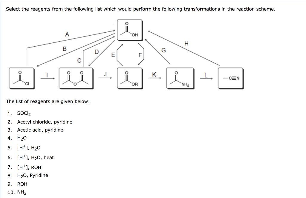 Solved Select the reagents from the following list which | Chegg.com