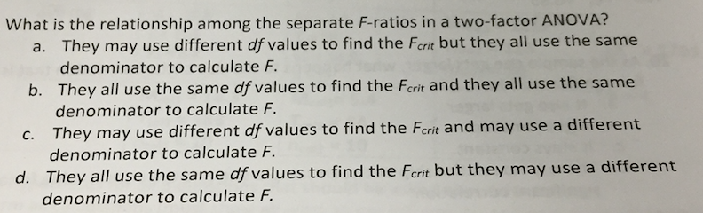 Solved What is the relationship among the separate F-ratios | Chegg.com