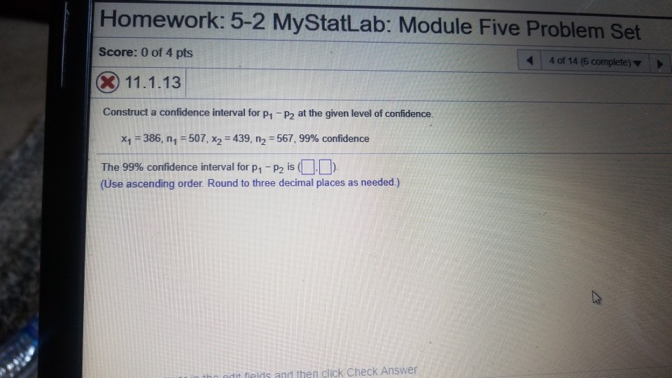Solved Homework 5 2 Mystatlab Module Five Problem Set