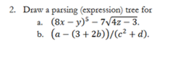 Solved 2. Draw a parsing (expression) tree for a. | Chegg.com
