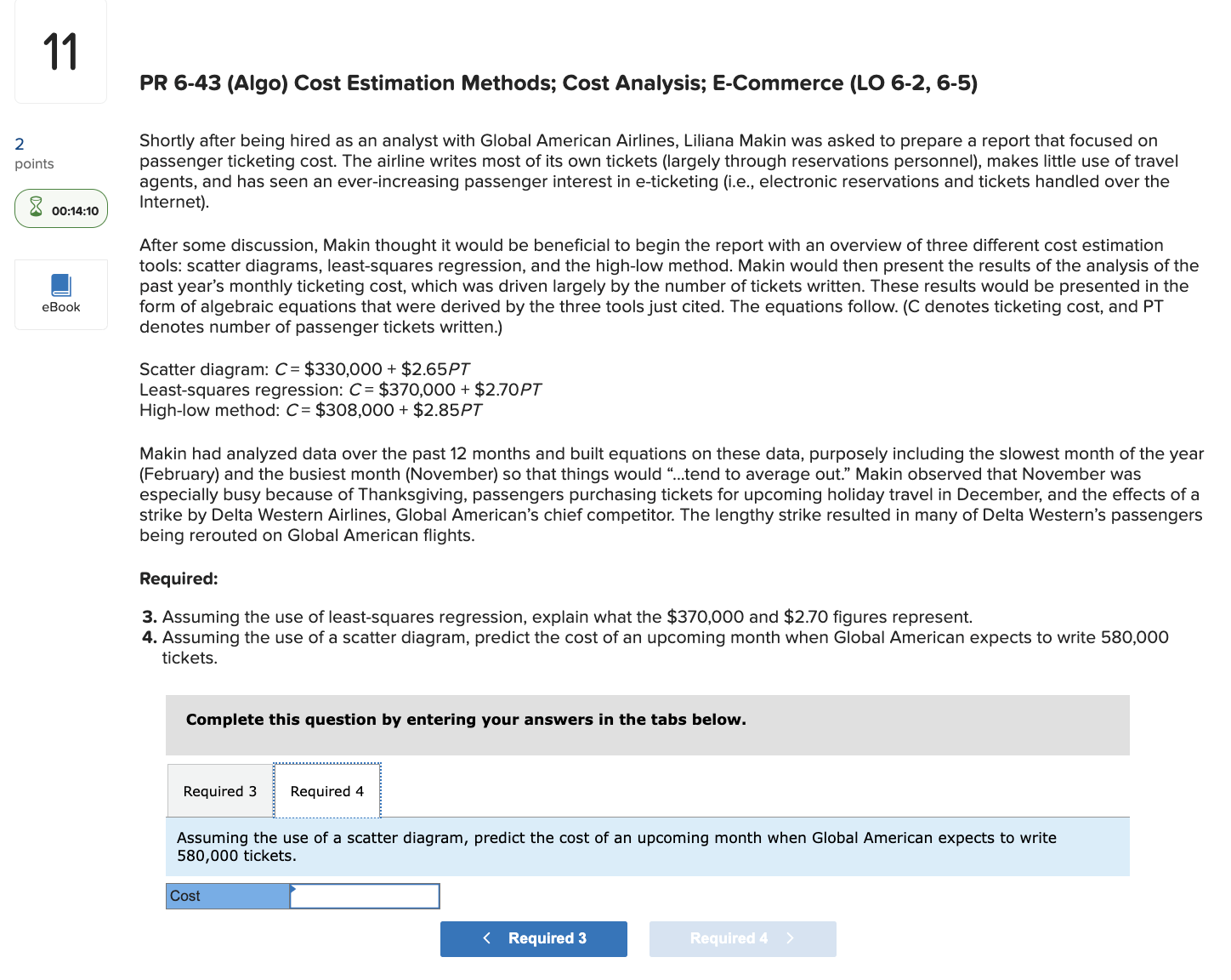 Solved PR 6-43 (Algo) ﻿Cost Estimation Methods; Cost | Chegg.com