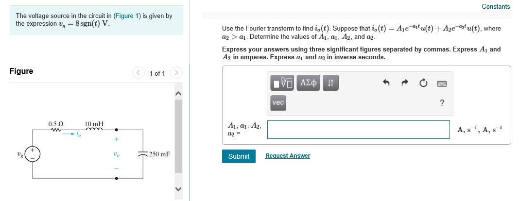 Solved Constants The voltage source in the circuit in | Chegg.com
