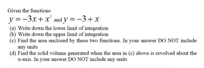 Solved Given the functions y=-3x + x’and y = -3 + x (a) | Chegg.com