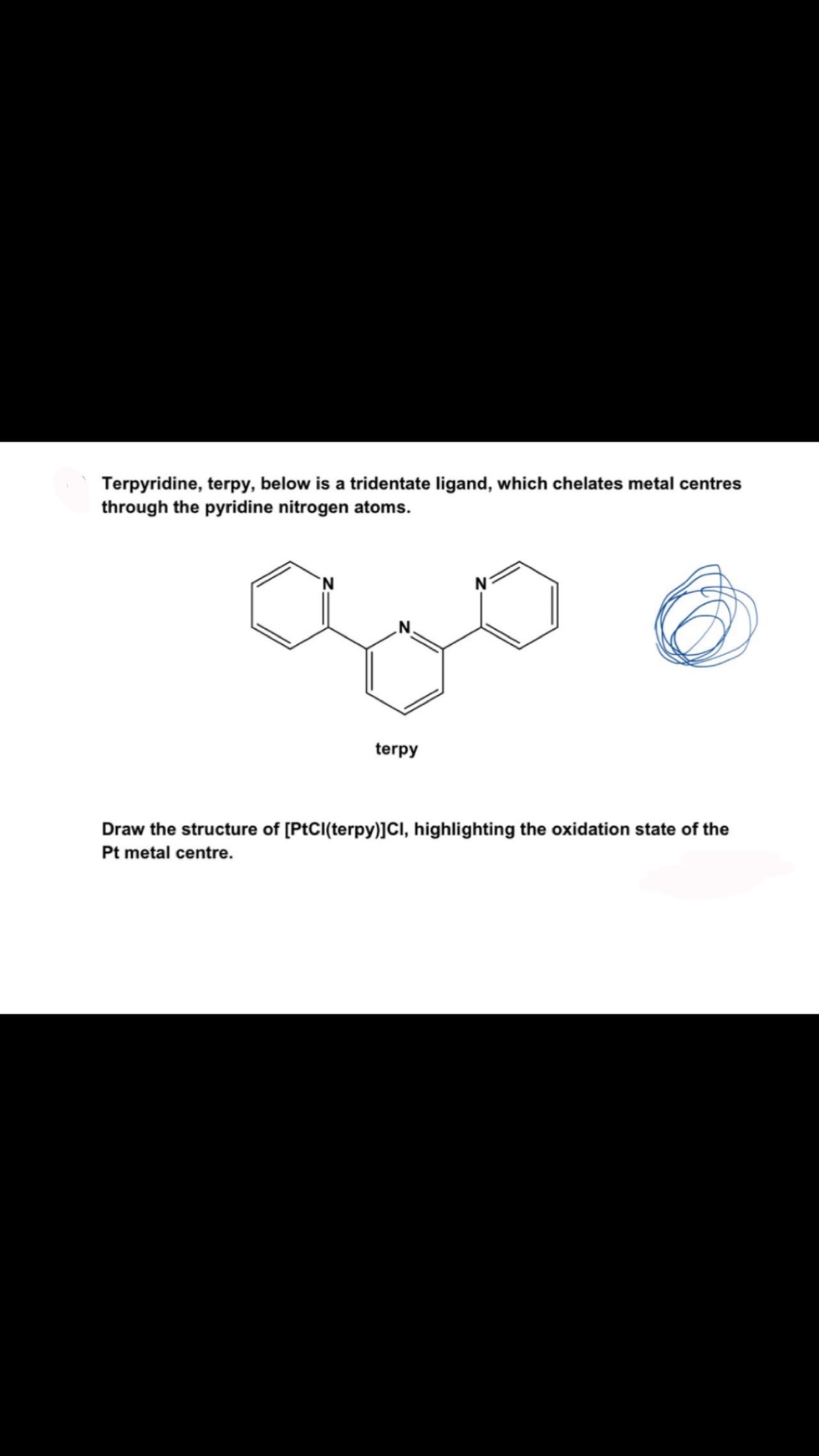 Solved Terpyridine, terpy, below is a tridentate ligand, | Chegg.com