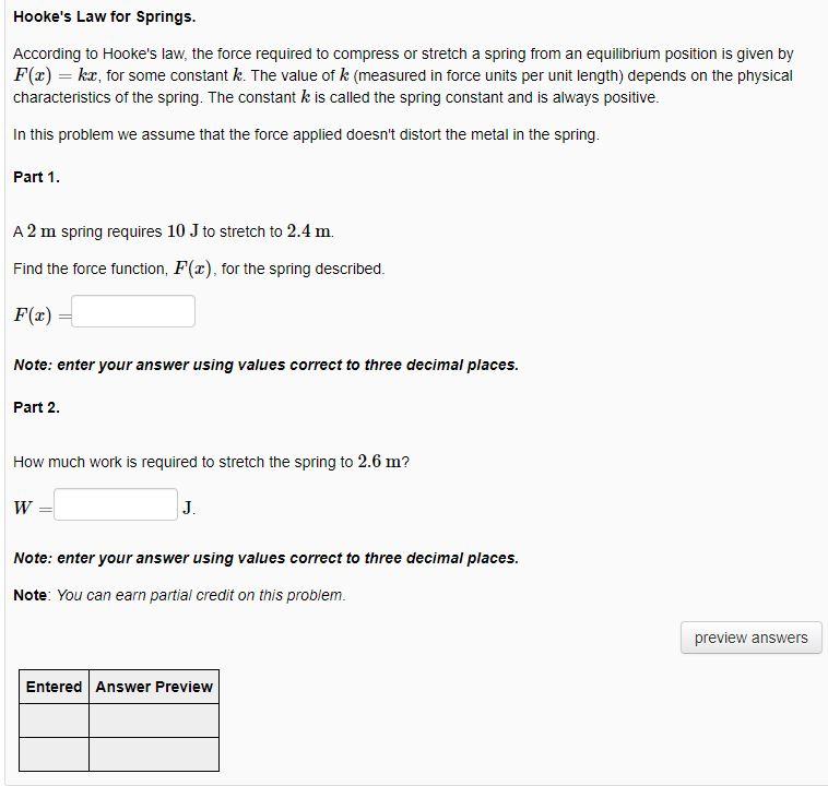 Solved Hooke's Law for Springs. According to Hooke's law, | Chegg.com