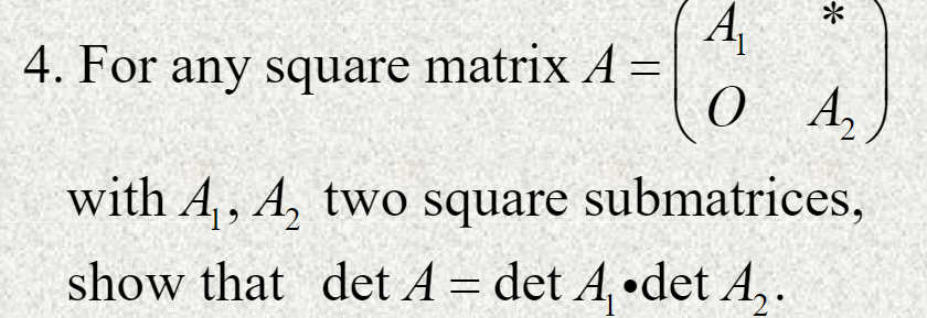 Solved For any square matrix A ={A1,*,O A2} ﻿with A1 ﻿A2For | Chegg.com