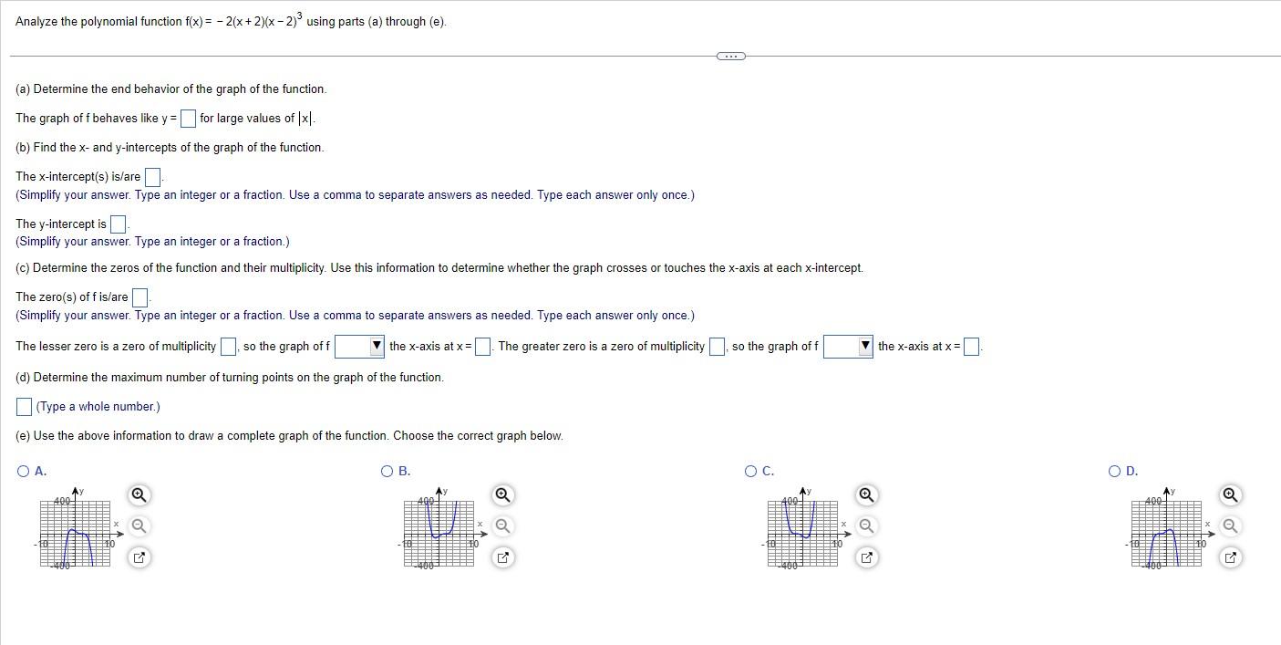 Solved Analyze The Polynomial Function Fx−2x2x−23 8987