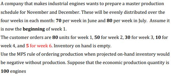 Solved Example: MPS JUNE JULY 64 1 2 4. 5 6 40 7 Forecast | Chegg.com