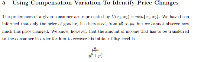 Solved 5 Using Compensation Variation To Identify Price | Chegg.com