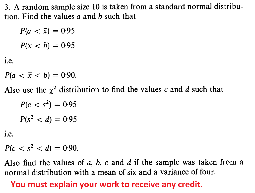 Solved 3. A random sample size 10 is taken from a standard | Chegg.com