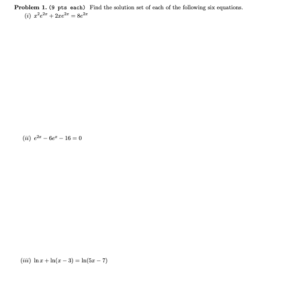 Solved Problem 1. (9 pts each) Find the solution set of each | Chegg.com