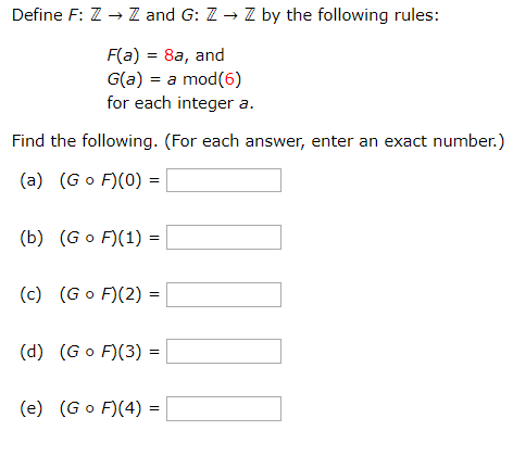 Solved Define F: Z → Z and G: Z-Z by the following rules: | Chegg.com