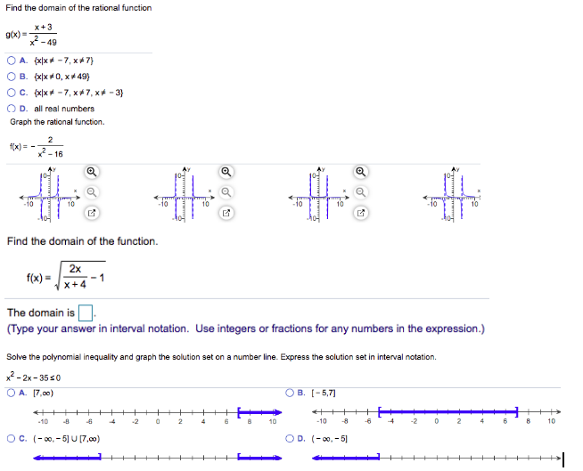 Solved Find the domain of the rational function X+3 X2-49 O | Chegg.com