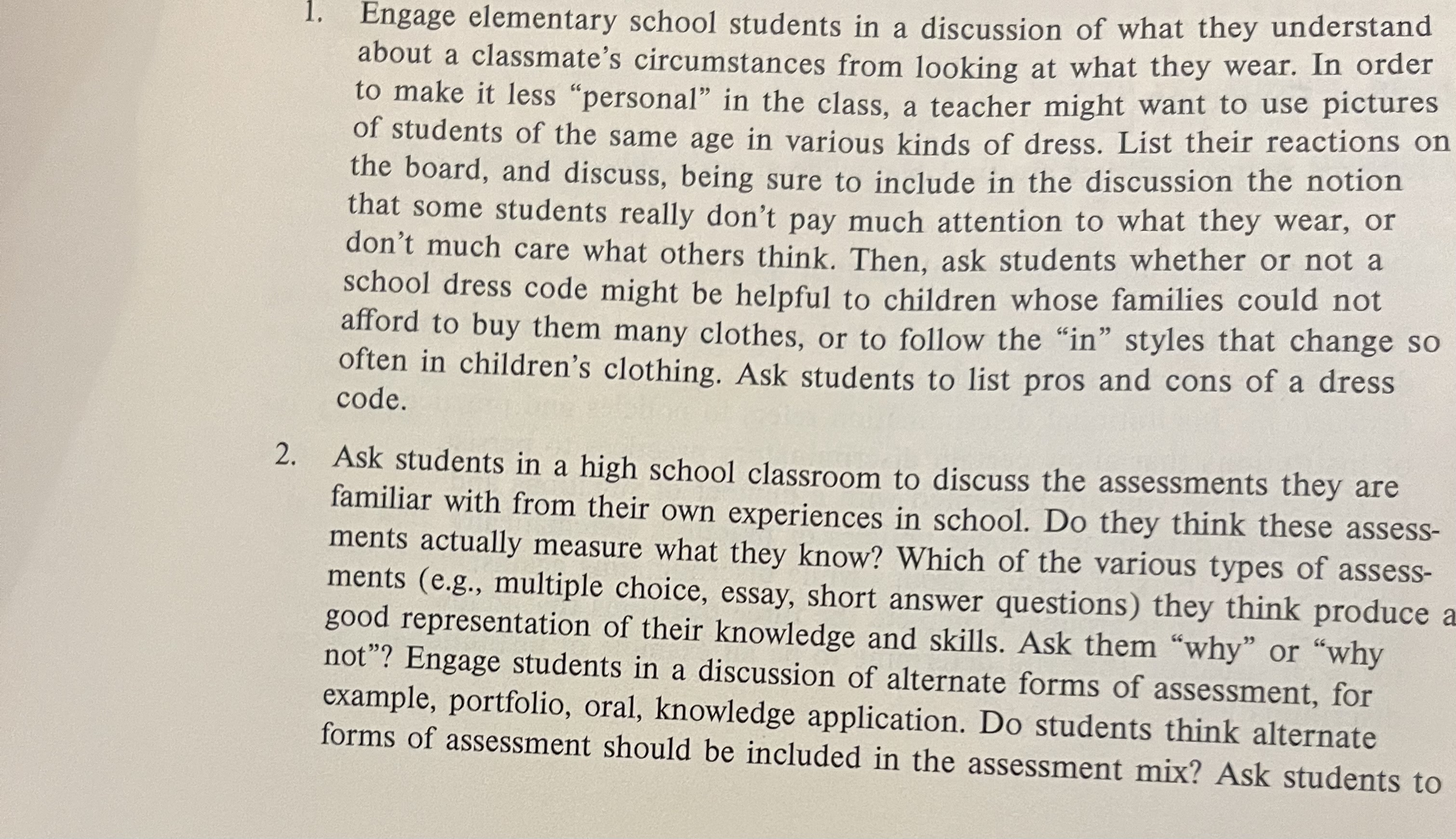 Solved 1. Engage elementary school students in a discussion | Chegg.com