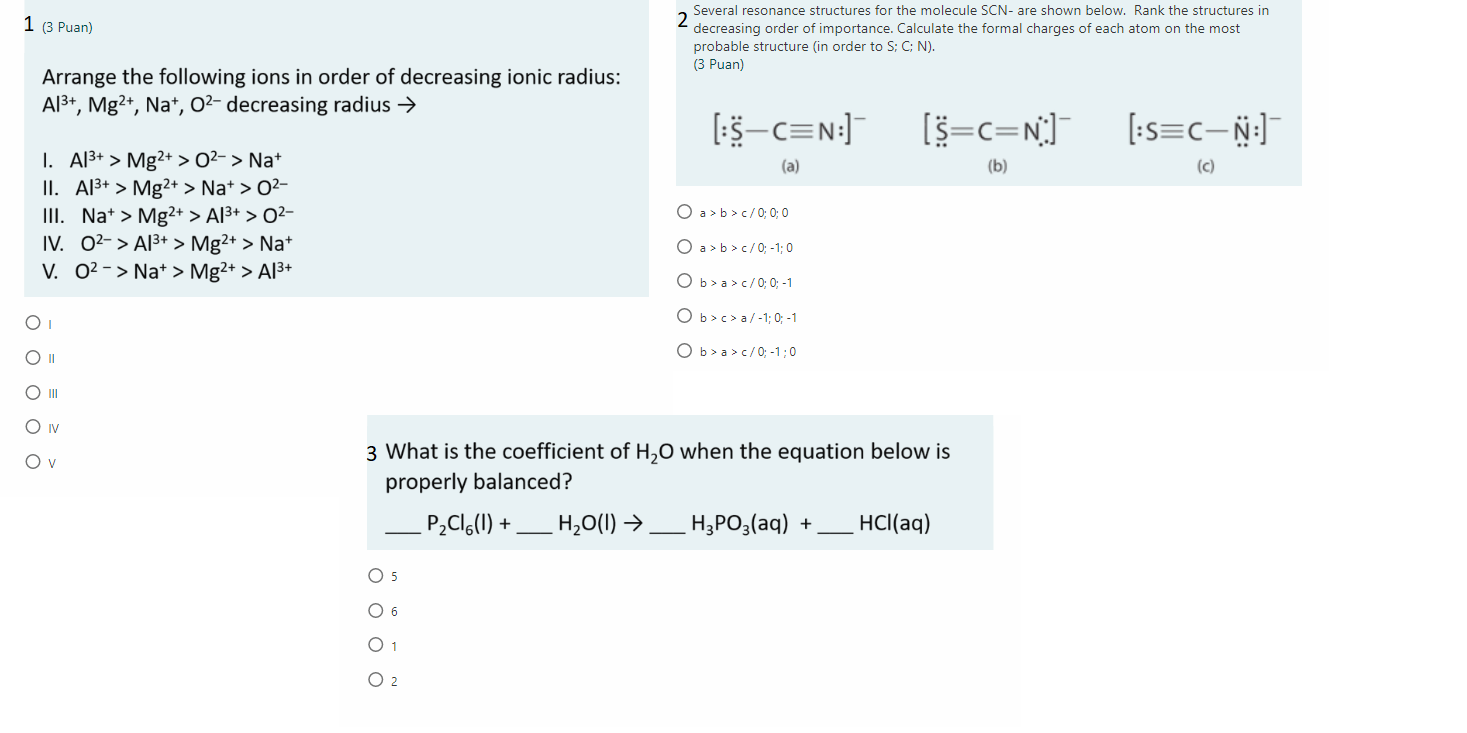 Solved 1 (3 Puan) Several resonance structures for the | Chegg.com