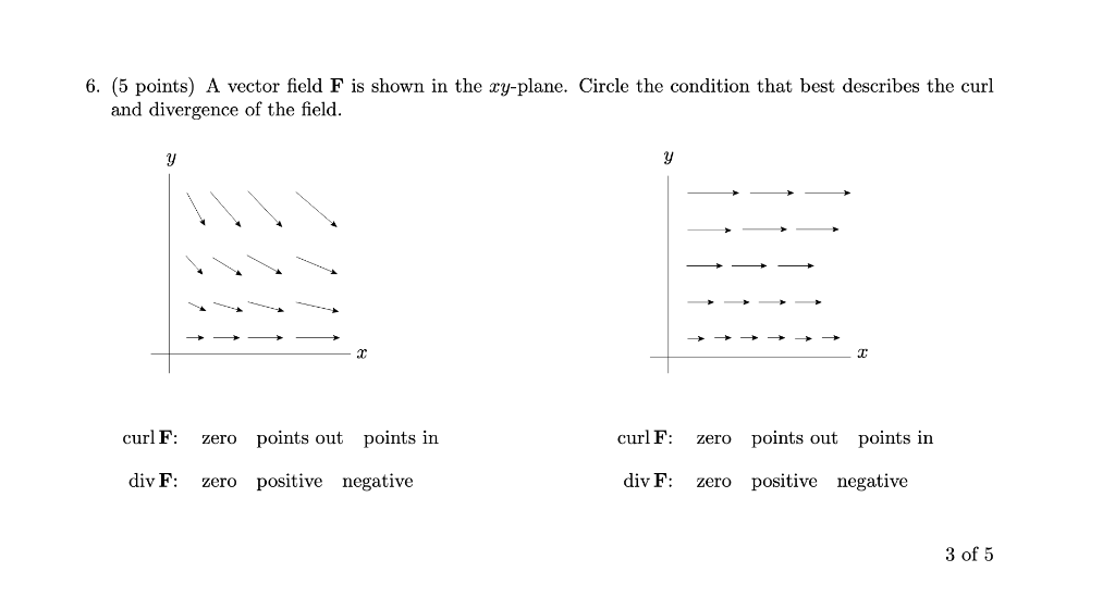 Solved 6. (5 points) A vector field F is shown in the | Chegg.com