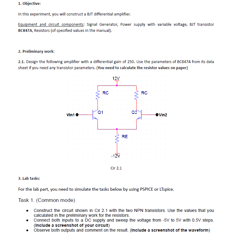 1. Objective: In this experiment, you will construct | Chegg.com