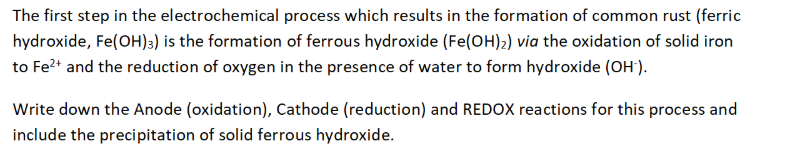 Solved {:Fe(OH)3) is ﻿the formation of ﻿ferrous hydroxide | Chegg.com