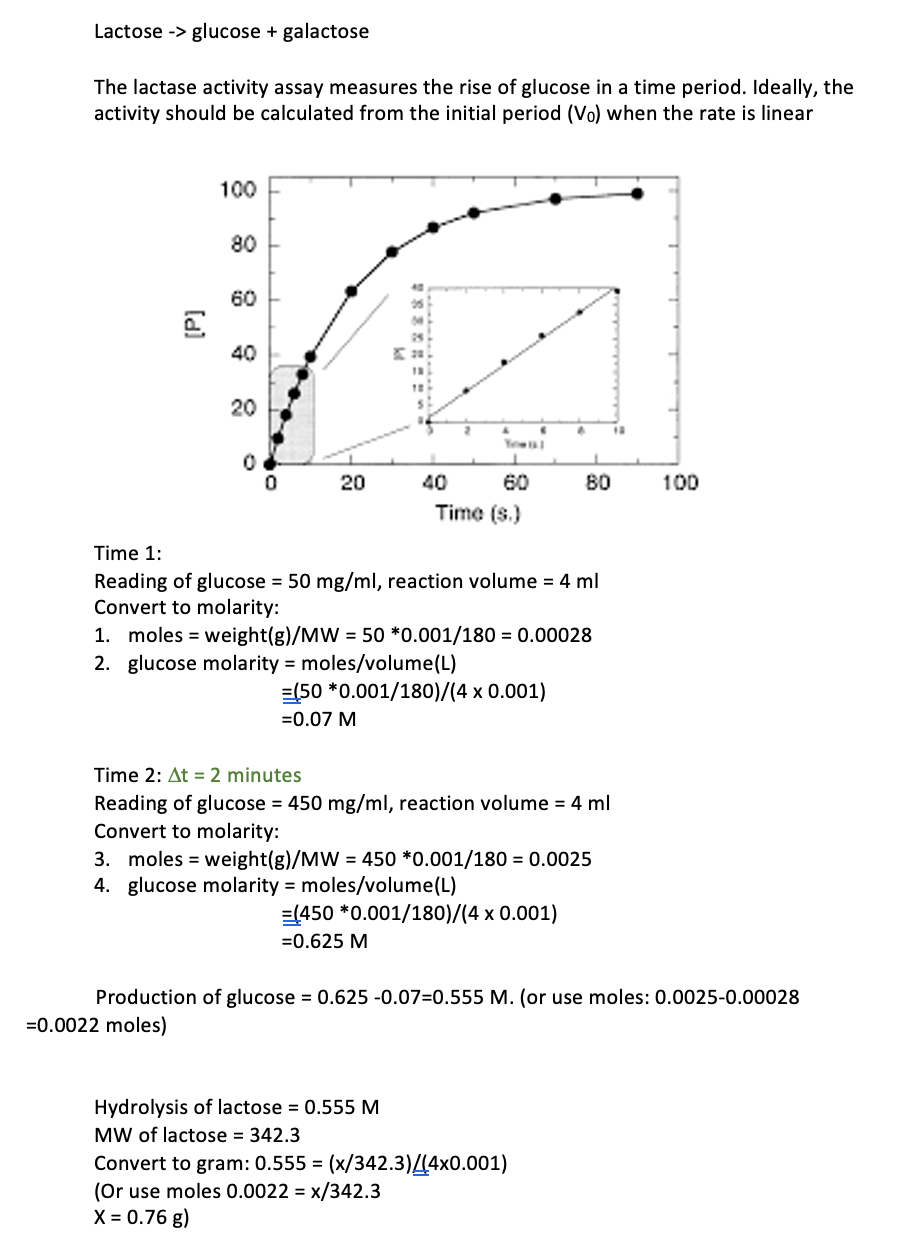 Enzyme/Lactase Lab: I prepared a lactase solution by | Chegg.com