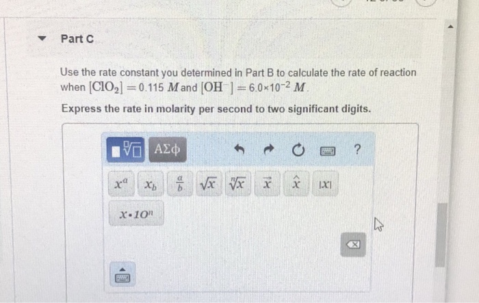 Solved Part B Calculate the rate constant with proper | Chegg.com