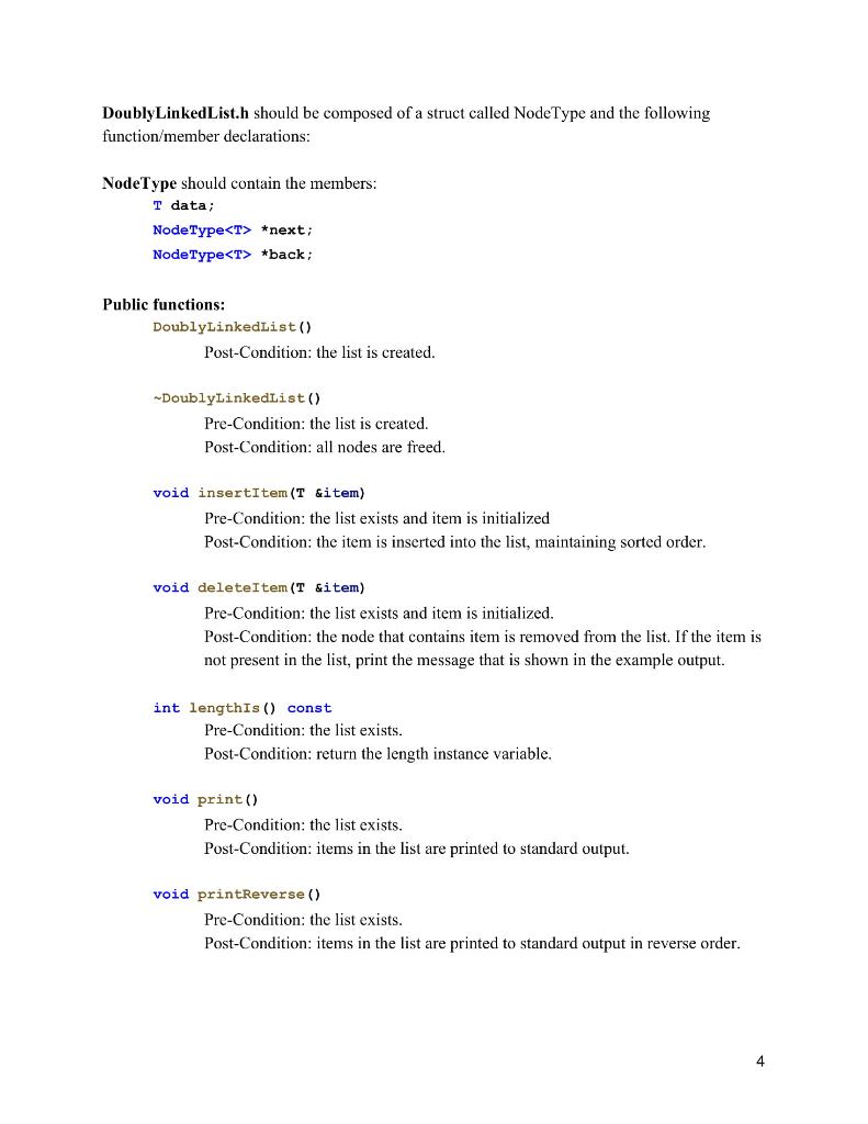 Solved This assignment is to implement a Sorted Doubly | Chegg.com