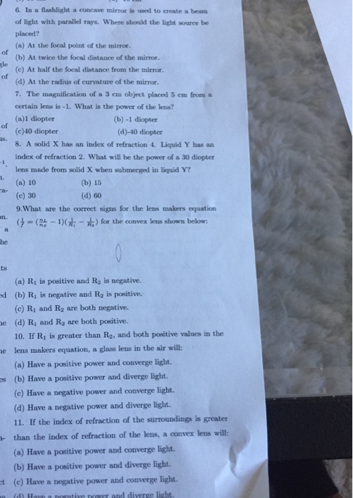 Solved 6. In a flashlight a concave mirror is used to create | Chegg.com