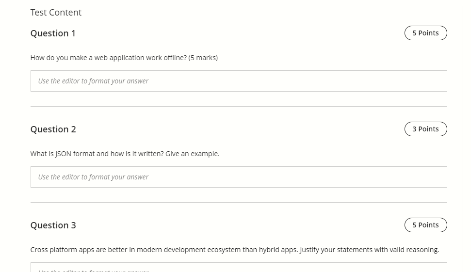 Solved Test Content Question 1 5 Points How do you make a | Chegg.com
