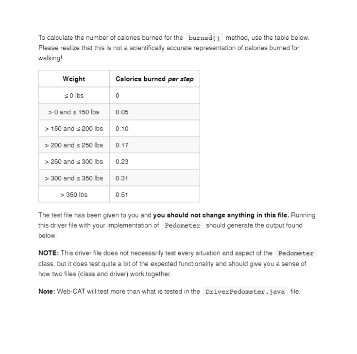 // This is a test/driver program for the Pedometer | Chegg.com