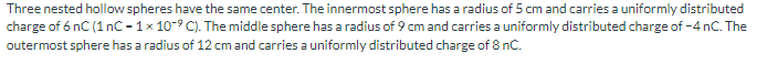 Solved Three nested hollow spheres have the same center. The | Chegg.com