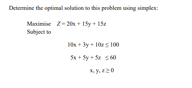 Solved Determine the optimal solution to this problem using | Chegg.com