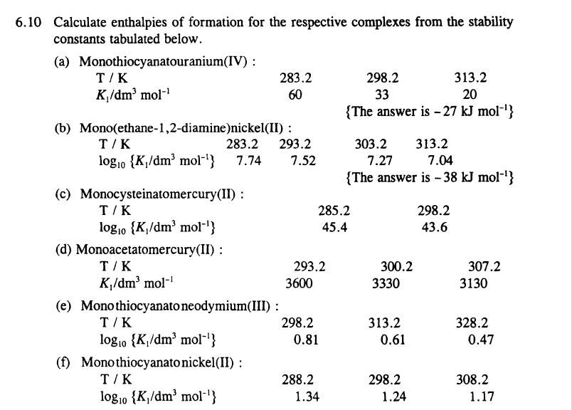 6.10 ﻿Calculate enthalpies of formation for the | Chegg.com