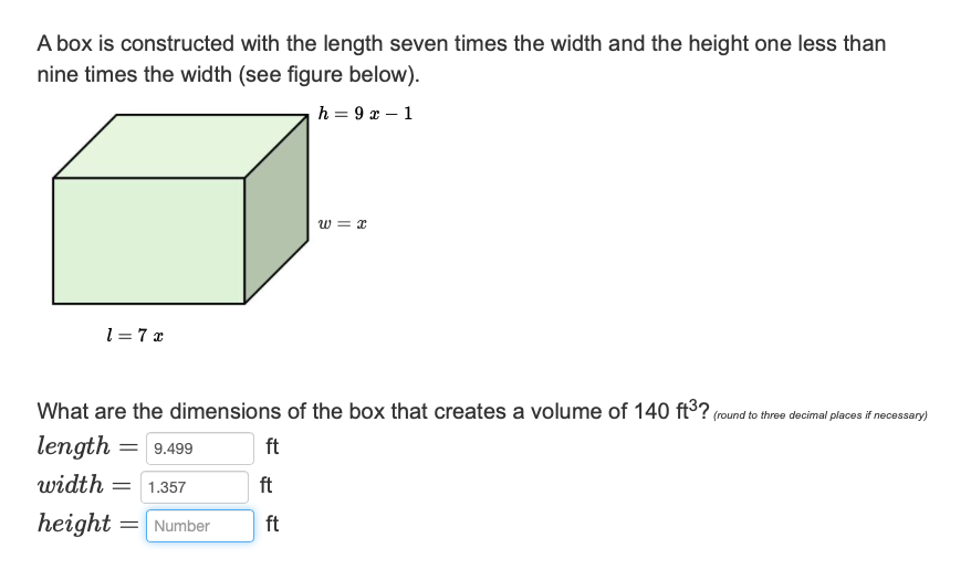 Solved A box is constructed with the length seven times the | Chegg.com