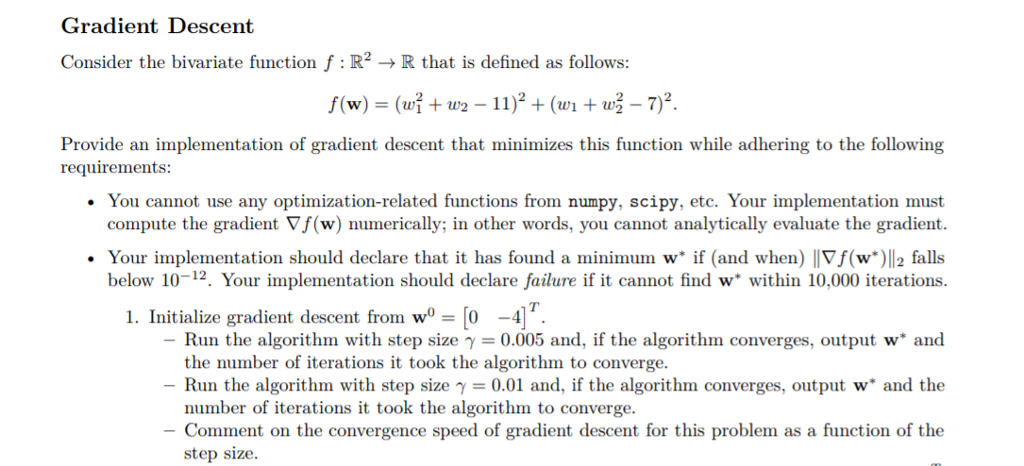 Gradient Descent Consider the bivariate function f : | Chegg.com
