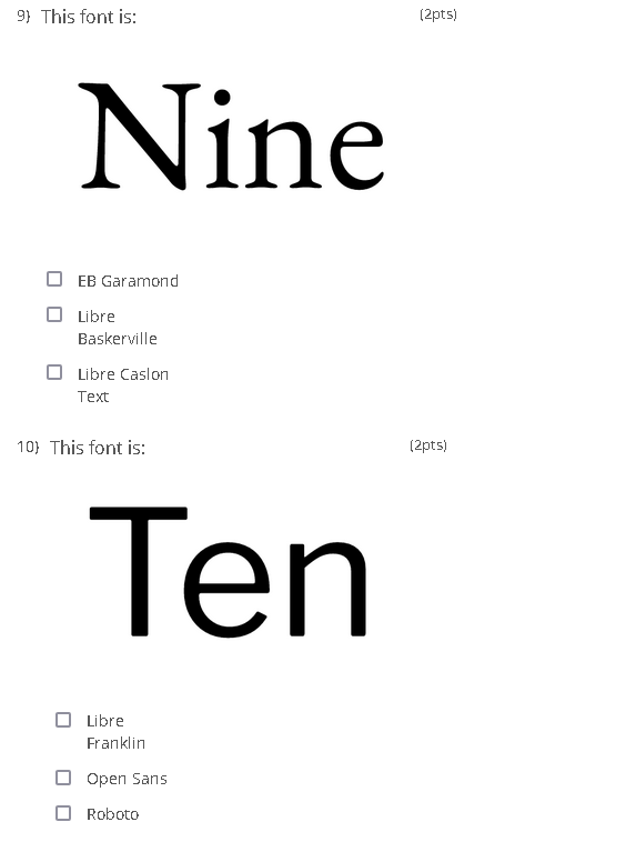 Solved Antic Didone Bodoni Moda Old Standard Tा 2) This font | Chegg.com