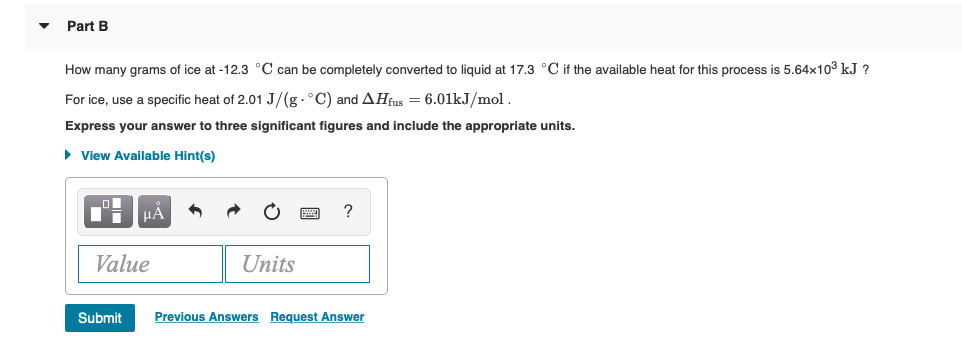 Solved How many grams of ice at -12.3 ∘C can be | Chegg.com