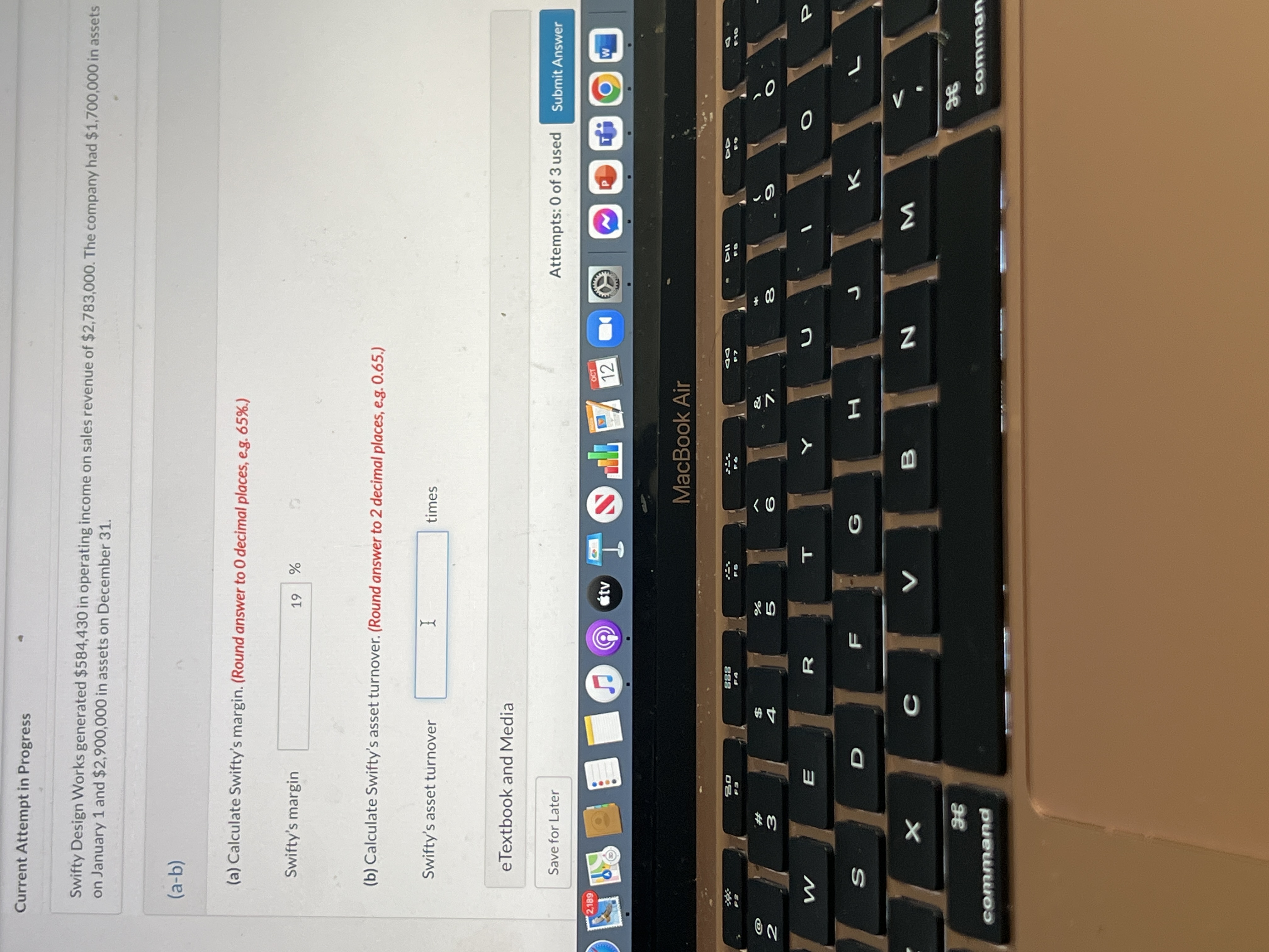 Solved Swifty Design Works generated $584,430 in operating | Chegg.com