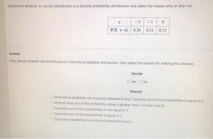 Solved Determine whether or not the distribution is a | Chegg.com