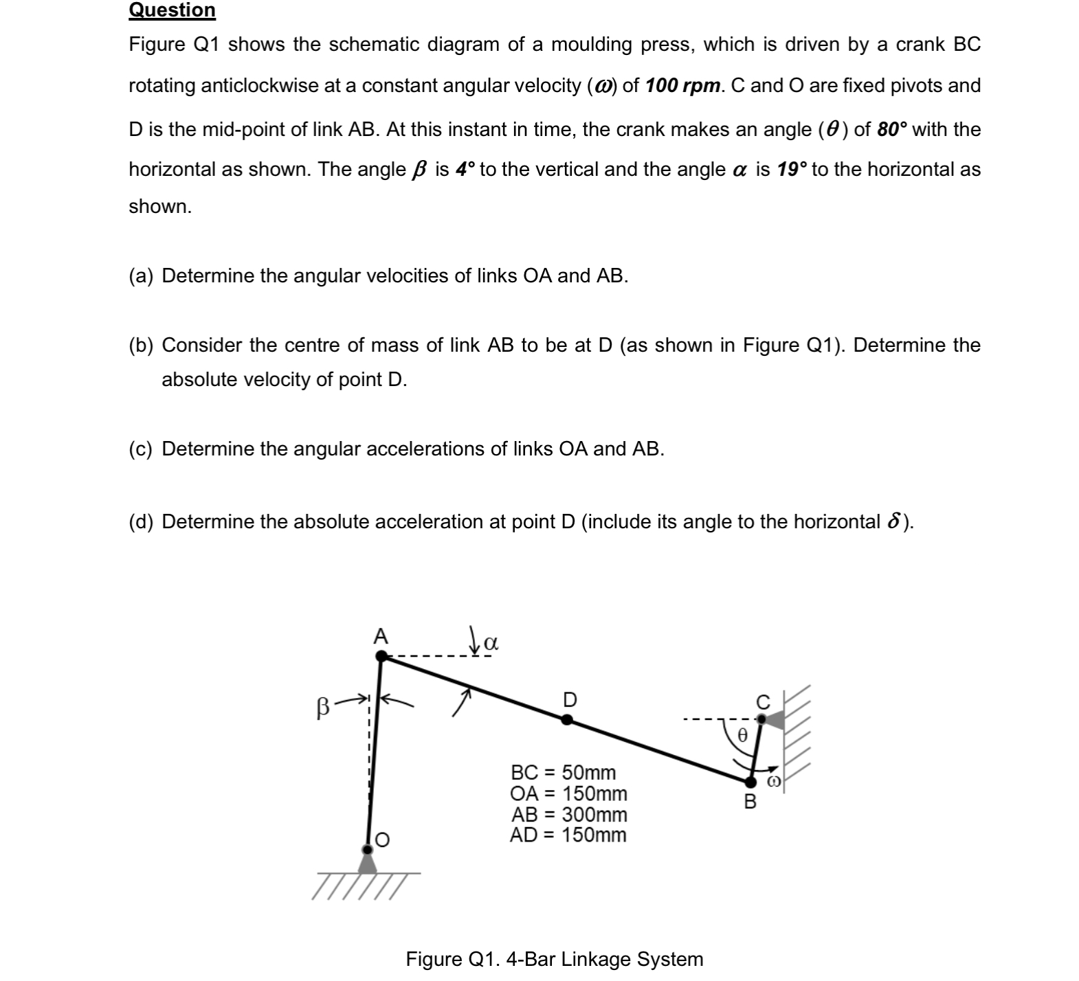 Solved Figure Q1 shows the schematic diagram of a moulding | Chegg.com