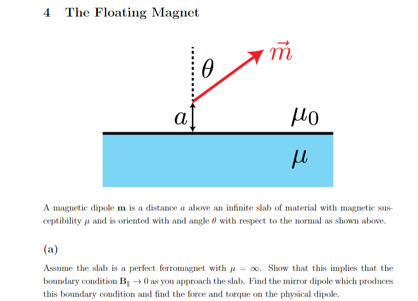4 The Floating Magnet A magnetic dipole m is a | Chegg.com
