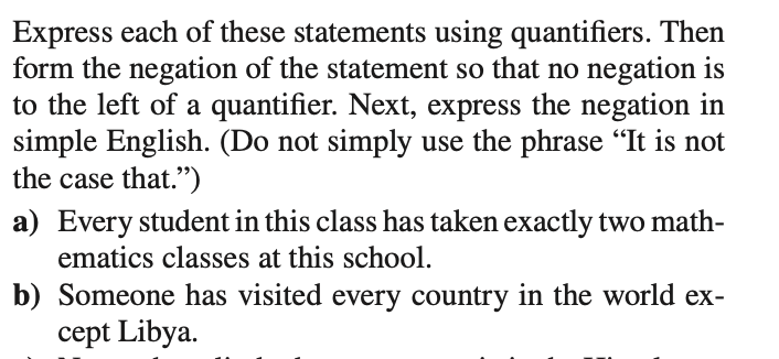 Solved Express each of these statements using quantifiers. | Chegg.com