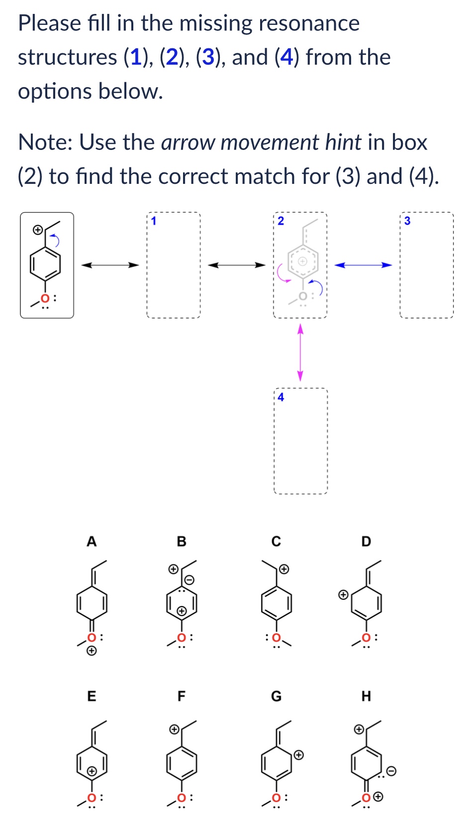 Solved Please fill in the missing resonance structures (1), | Chegg.com