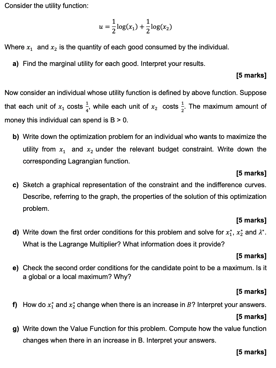 Solved Consider the utility | Chegg.com