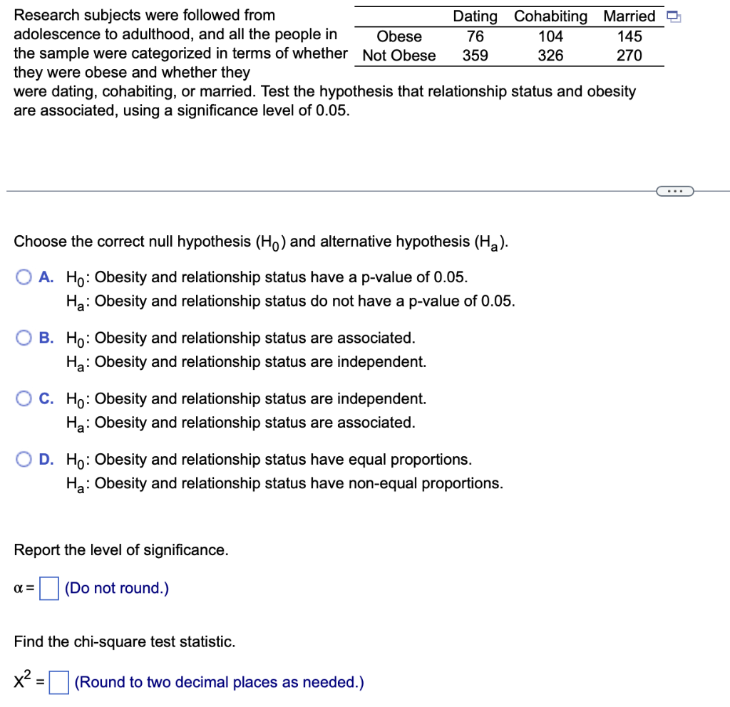 Solved Choose the correct null hypothesis (H0) and | Chegg.com