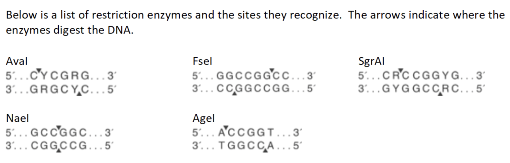 Solved 1 A.) Using the single letter code below, give all of | Chegg.com